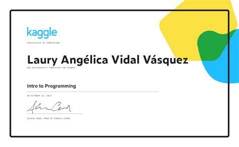 Laury Angélica Vidal Vásquez Completed The Intro To Programming Course On Kaggle