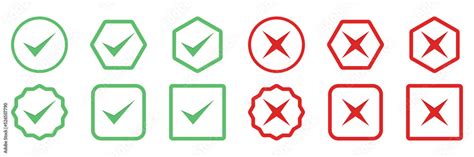 Check And Wrong Marks Icon Set Tick And Cross Marks Accepted Rejected