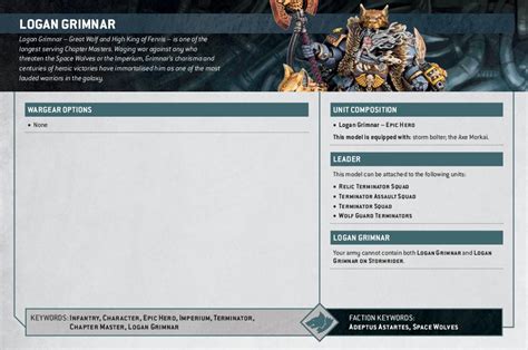 Logan Grimnar Space Wolves 40kapp