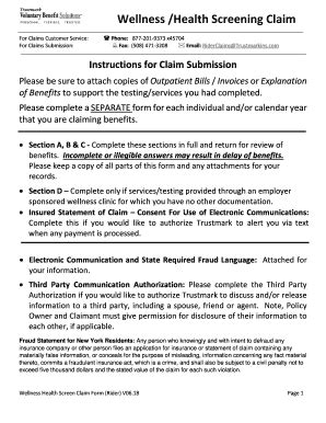 Wellness Health Screening Claim Form Fill And Sign Printable Template