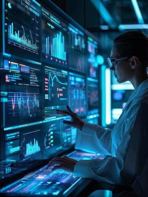 Futuristic Data Analysis With Ai And Complex Visualizations Premium