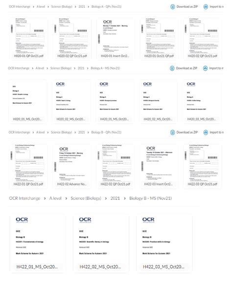 OCR Interchange As A Level Advanced GCE BIOLOGY A B Question Papers And Mark Schemes