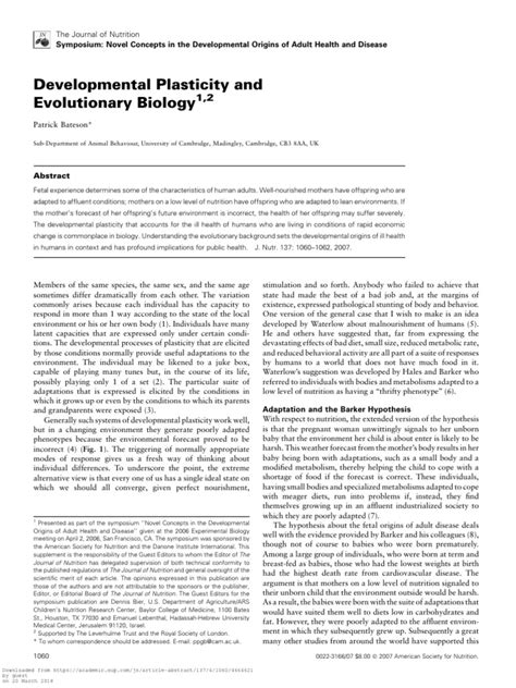 Developmental Plasticity Pdf