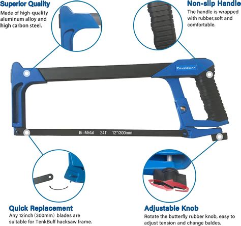 Buy Tenkbuff Adjustable Hacksaw Frame Set 12 Inch Heavy Duty Hand Saw