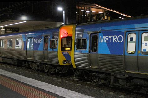 Marker Lights Illuminated On The Rear Of Comeng 372m Hauling A