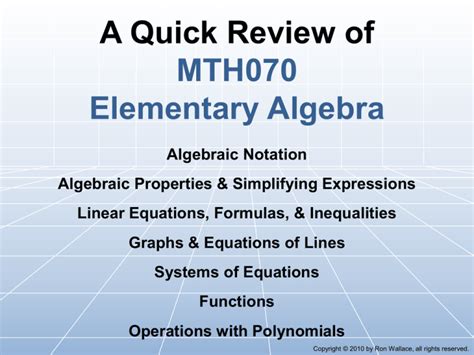 Algebraic Properties