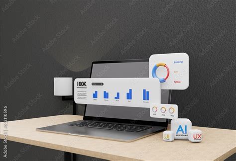 Laptop Desktop 3d Illustration Data Analytics Website Seo Algorithm