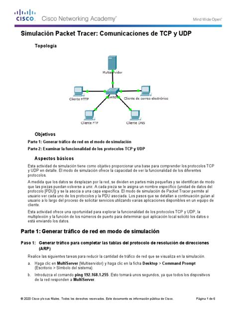 9312 Packet Tracer Simulation Exploration Of Tcp And Udp