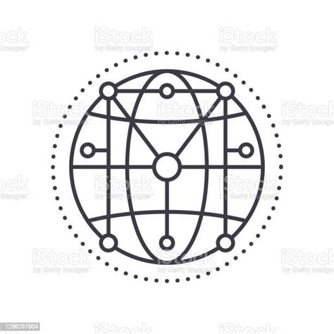 전 세계 네트워크 아이콘 선형 격리 된 그림 얇은 선 벡터 웹 디자인 기호 흰색 배경에 편집 가능한 스트로크와 개요 개념 기호 개념에 대한 스톡 벡터 아트 및 기타 이미지