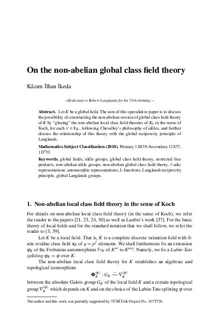 Pdf On The Non Abelian Global Class Field Theory