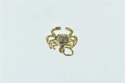 14k Crab Astrology Cancer Zodiac Sign Symbol Yellow Gold Charmpendant