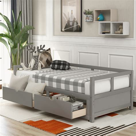 Twin King Size Multi Functional Wooden Extendable Daybed High