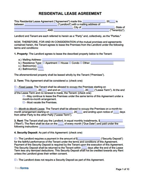 Apartment Lease Agreement Free Printable Free Printable A Z