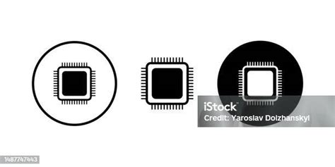 Set Ikon Prosesor Ilustrasi Teknologi Komputer Cpu Ikon Vektor Prosesor Cpu Ilustrasi Stok
