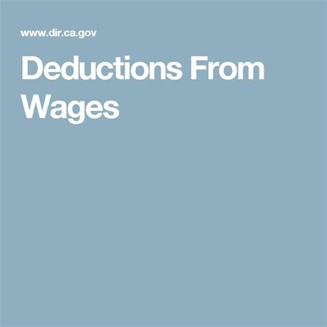 Deductions From Wages