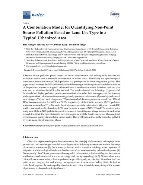 Pdf A Combination Model For Quantifying Non Point Source Pollution