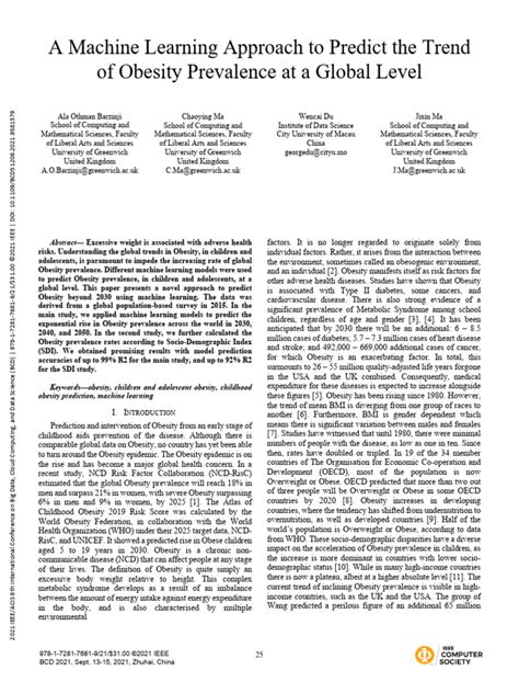 A Machine Learning Approach To Predict The Trend Of Obesity Prevalence At A Global Level Pdf