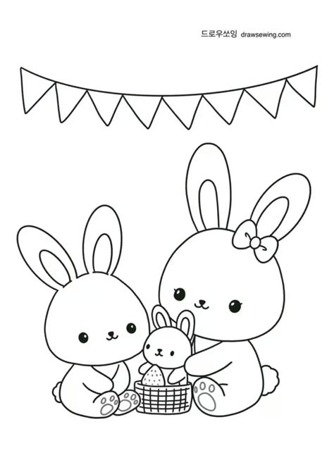 귀여운 토끼 색칠공부 도안 2 드로우 쏘잉