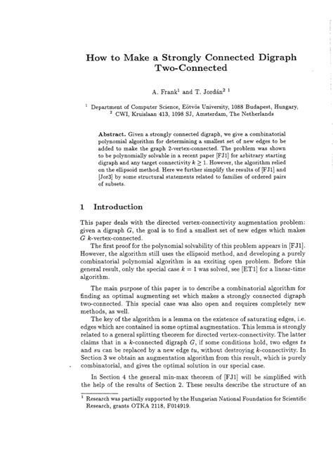 Pdf How To Make A Strongly Connected Digraph Two Connected