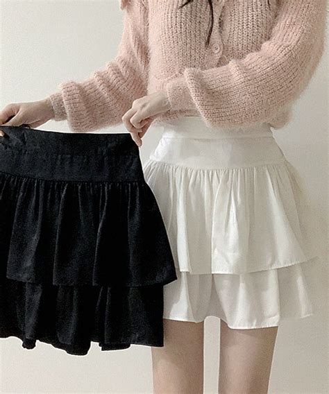투게더위드미 당일 저렴이 발레코어룩 새틴 캉캉 뒷밴딩 겨울 치마바지 플레어 프릴 미니 A라인 스커트 화이트아이보리빛 블랙 봄신상 쿠폰 할인💣