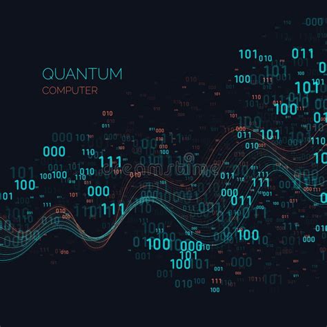 Calculation Quantum Computer Analysis And Data Transfer Stock Vector