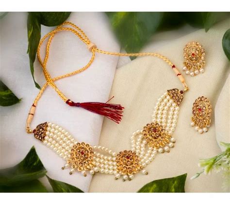 Beaded Necklace Golden Chik Set Occasion Party Size Choker At Rs 70 Set In Jasdan