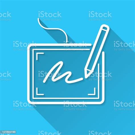 전자 서명 파란색 배경에 아이콘 긴 그림자가 있는 평면 디자인 3차원 형태에 대한 스톡 벡터 아트 및 기타 이미지 3차원 형태 개념 거리가 먼 Istock