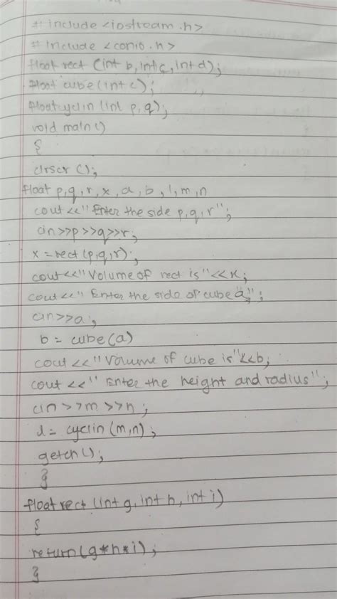 Write A Program To Find Volume Of Cube Cylindersphere Using Function Overloading