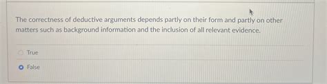 solved the correctness of deductive arguments depends partly