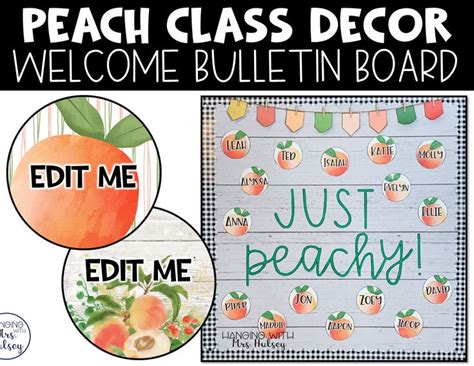 Peach Welcome Back To School Bulletin Board Peach Classroom Decor Peach
