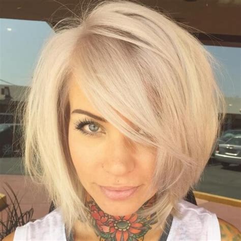 Angled Bob With Side Swept Bangs Best Hairstyles Colors