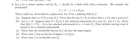 Solved Let P Be A Prime Number And Let Fp Z PZ Be A Finite Chegg Com