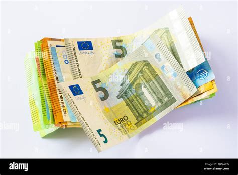 Euro Stack Of Banknotes Detail Clipping Studio Shot Germany Stock