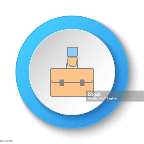 웹 아이콘의 둥근 버튼입니다 서류 가방 포트폴리오 벡터 아이콘 버튼 배너 라운드 응용 프로그램 일러스트를 위한 배지 인터페이스 에 대한 스톡 벡터 아트 및 기타 이미지