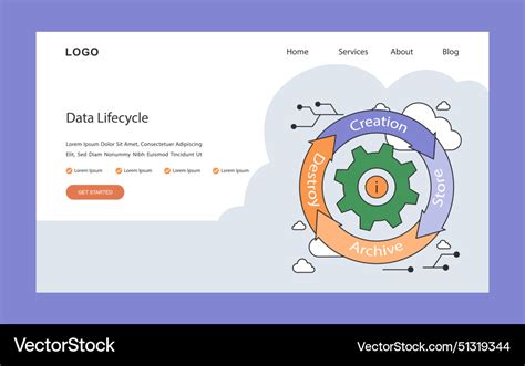 Data Lifecycle Web Or Landing Efficient Flow From Vector Image