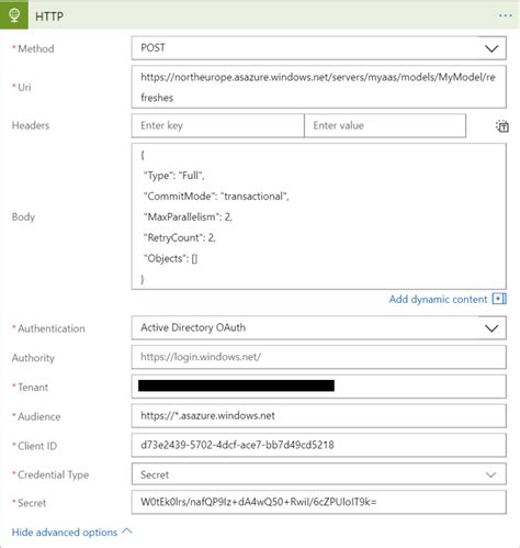 Process Azure Analysis Services Objects From Azure Data Factory V2 Using A Logic App Jorg