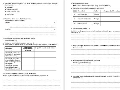Physical Training Exam Questionsanswers Teaching Resources