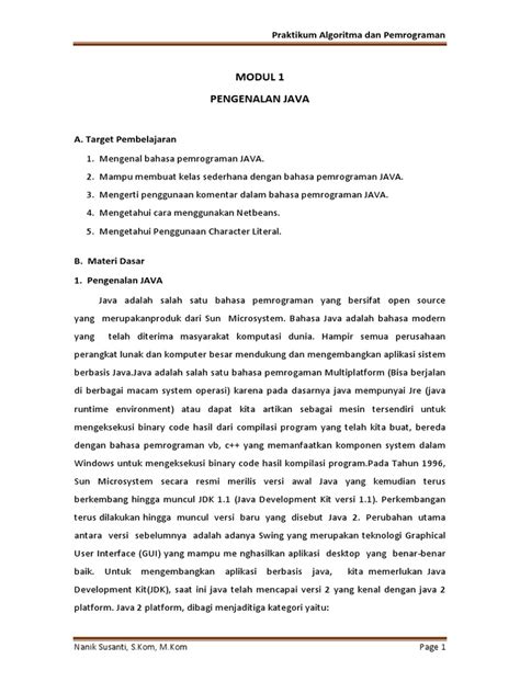 Modul 1 Pengenalan Java Pdf