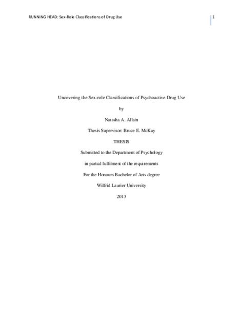 Pdf Uncovering The Sex Role Classifications Of Psychoactive Drug Use