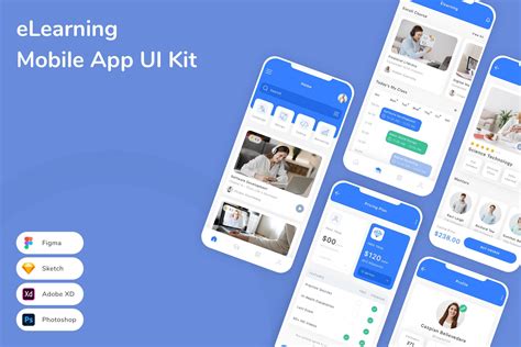Elearning Mobile App Ui Kit Graphic By Betush · Creative Fabrica