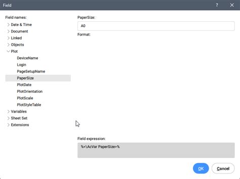 Field Dialog Box Bricscad Lite And Pro Bricsys Help Center