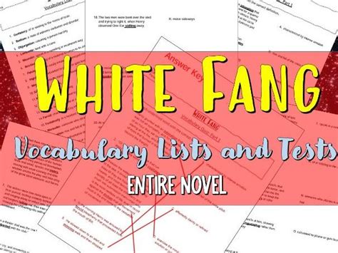 White Fang Vocabulary Lists And Quizzes Teaching Resources