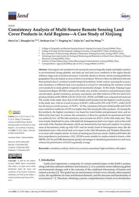 Pdf Consistency Analysis Of Multi Source Remote Sensing Land Cover Products In Arid Regions—a