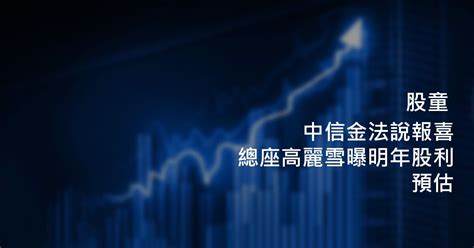 中信金法說報喜 總座高麗雪曝明年股利預估｜股童｜聚財網