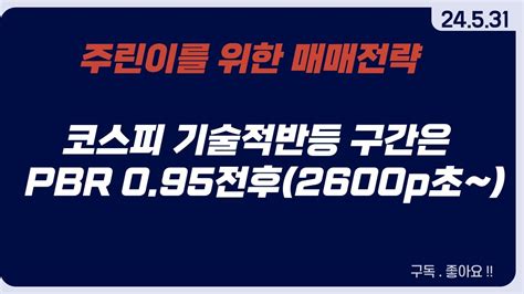 지수 급락에 겁나 십니까 5월말~6월초는 기술적반등구간 코스피 Pbr 095전후2600p초~ Youtube