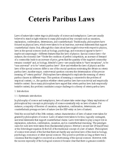 Lecture 4 Ceteris Paribus Law Ceteris Paribus Laws Laws Of Nature Take Center Stage In