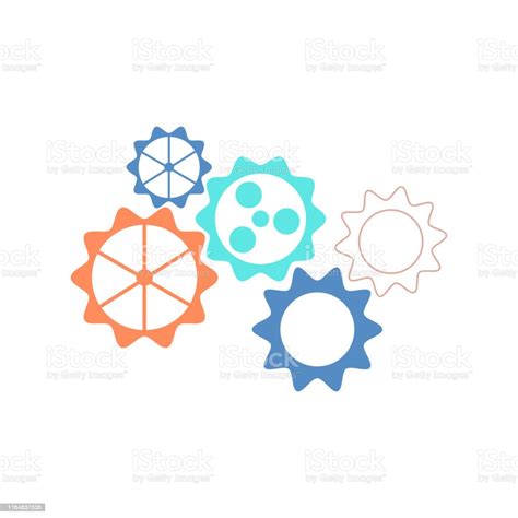 설정의 상징 흰색 배경에 고립 평평한 스타일의 기계 기어 바퀴 벡터 아이콘 강철에 대한 스톡 벡터 아트 및 기타 이미지 강철 건설 기계류 건설 산업 Istock