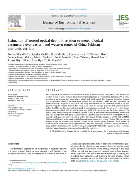 Pdf Estimation Of Aerosol Optical Depth In Relation To Meteorological Parameters Over Eastern