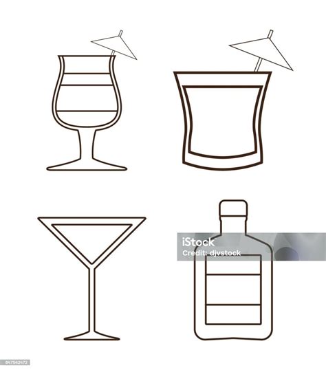 칵테일의 실루엣 세트입니다 알코올 디자인입니다 벡터 그래픽 개념에 대한 스톡 벡터 아트 및 기타 이미지 개념 고급 관상용 풀 Istock