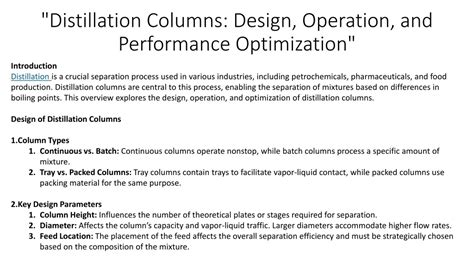 Ppt Distillation Columns Design Operation And Performance Optimization Powerpoint